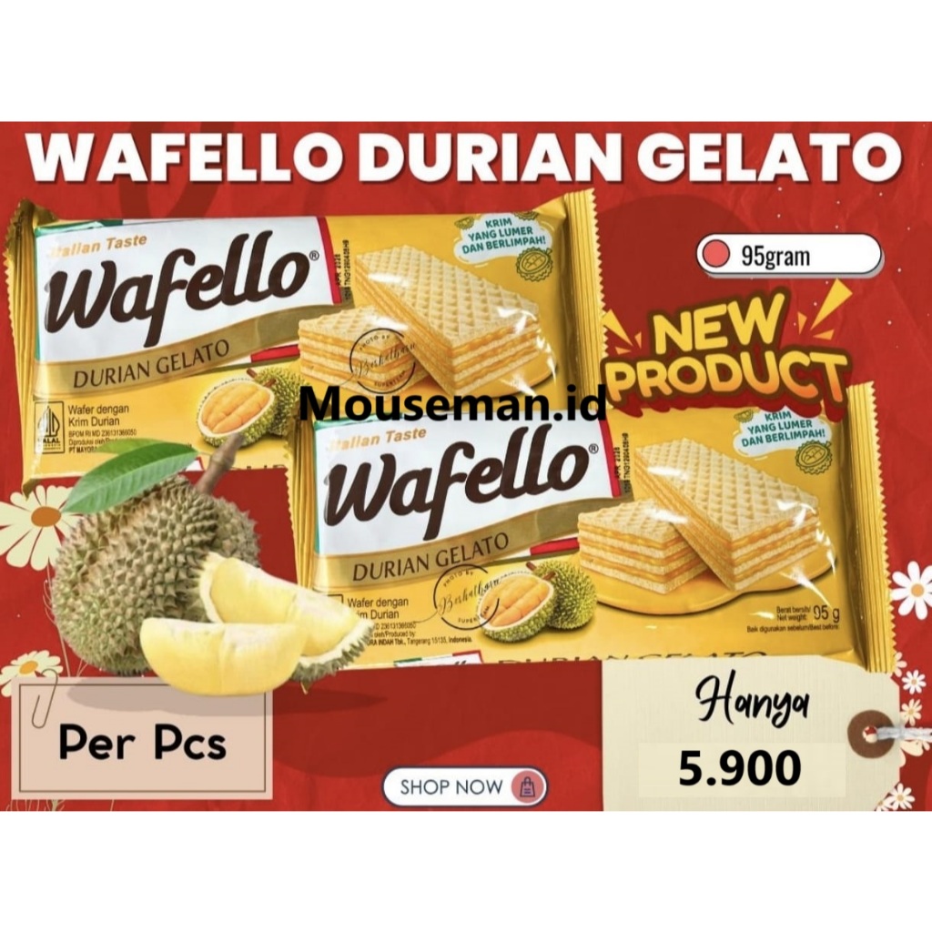 Wafello Durian GELATO Italian Taste Wafer with Durian Cream LUMERED AND ...