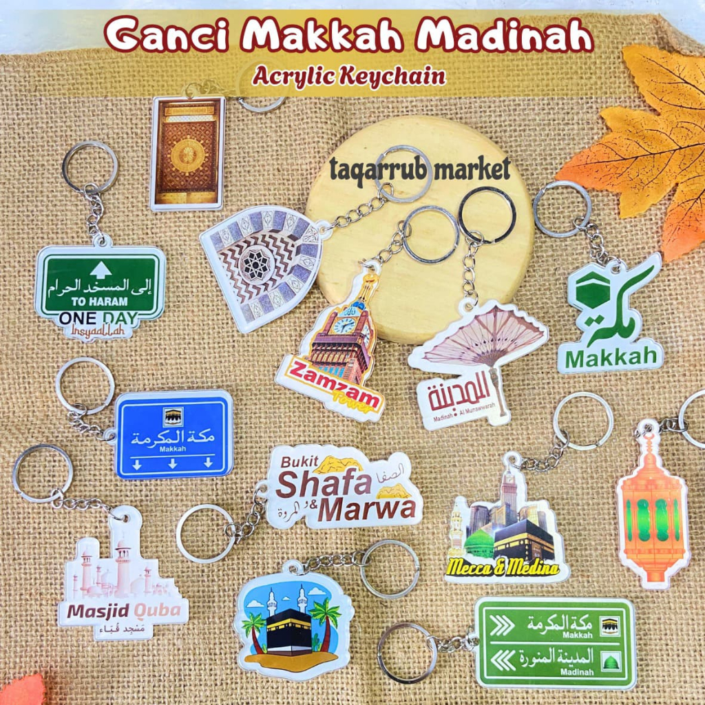 GANTUNGAN (1 DOZEN) UV Acrylic Ganci Keychain Hajj and Umrah Ganci Hajj ...