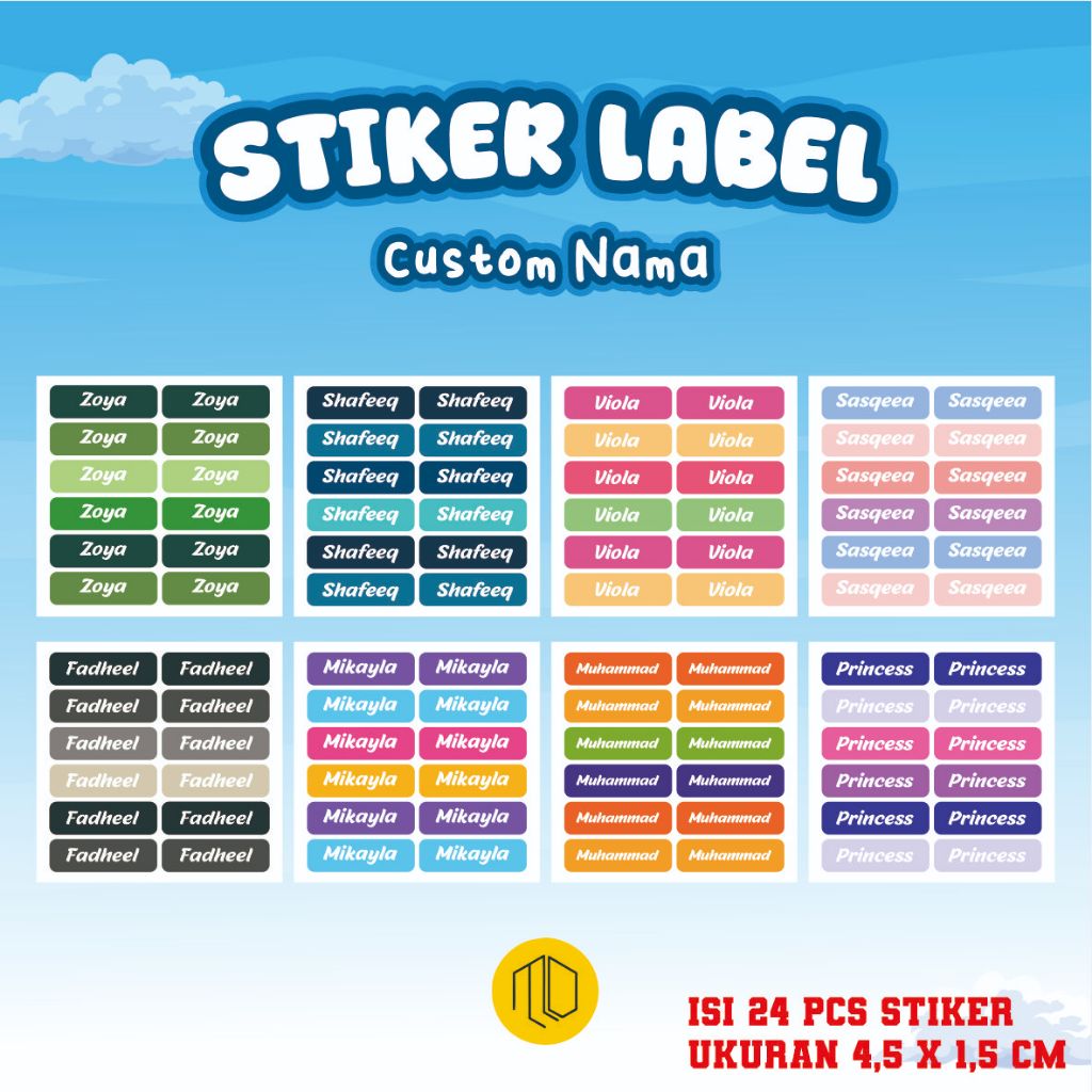 MEDIUM SIZE NAME STICKERS CONTENTS 24 PCS PLAIN - NAME STICKER - BOOK ...