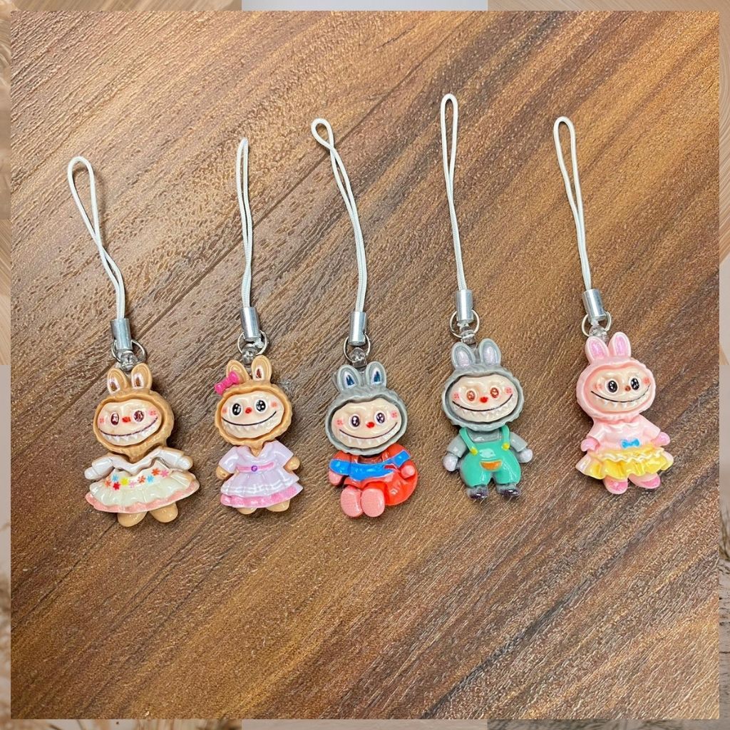 GANTUNGAN Labubu Macaroon Doll Chain Labubu keychain Labubu Doll Bag ...