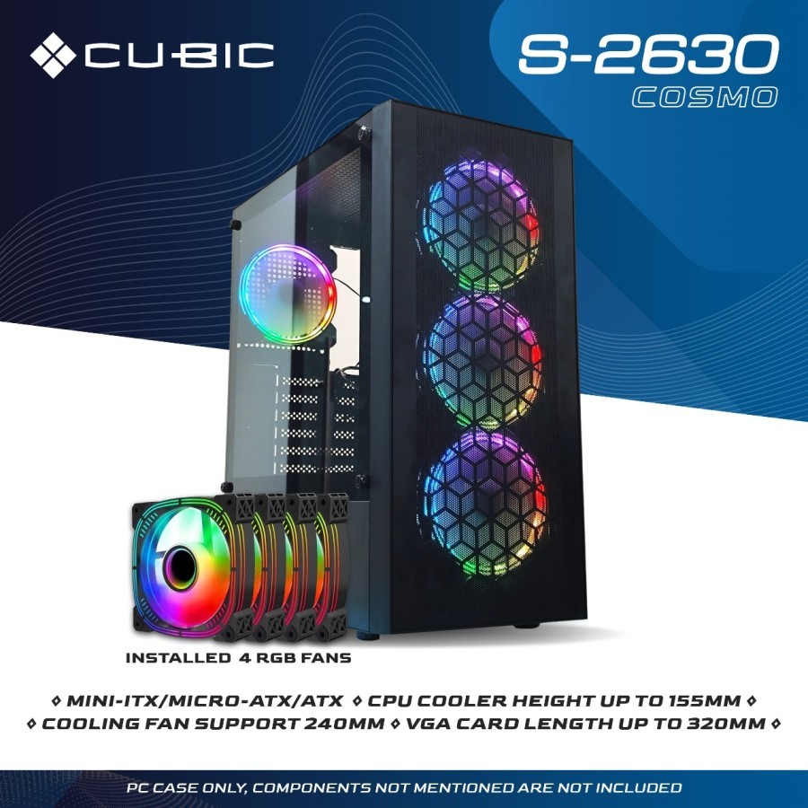 Cubic Cosmo S-2630 ATX Free 4Fan RGB Gaming PC Case | Shopee Malaysia