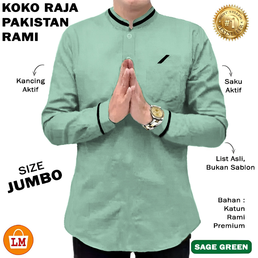 HIJAU KEMEJA KATUN Rama - NEW 2025 BAJU KOKO JUMBO PLAIN KURTA SHIRT ...