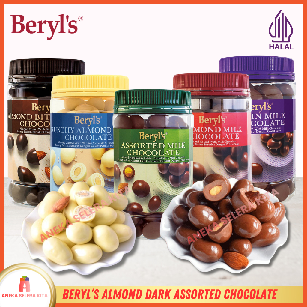 Beryl's Crunchy Assorted Almond Green Tea Milk White Chocolate Halal ...