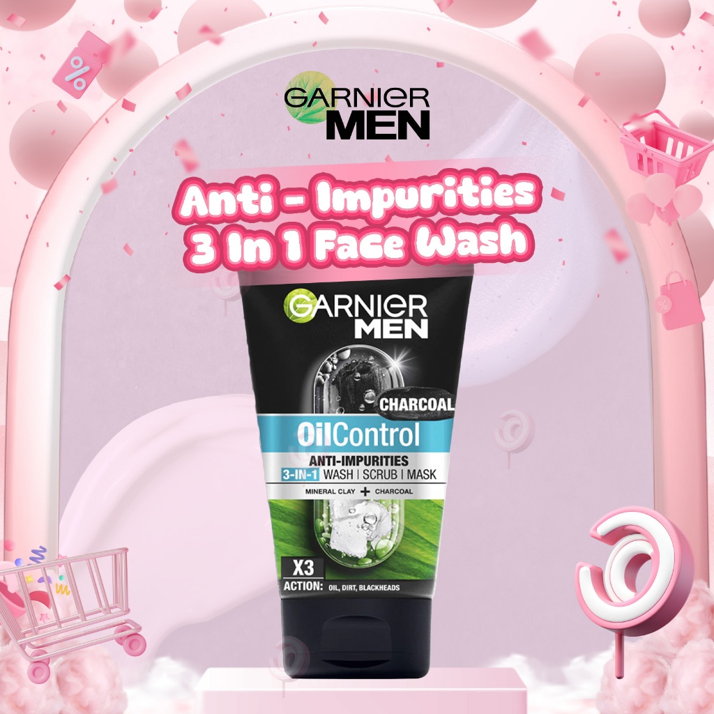 GARNIER MEN - OIL CONTROL 3-IN-1 CHARCOAL (100 ml) - Facial Wash Soap ...