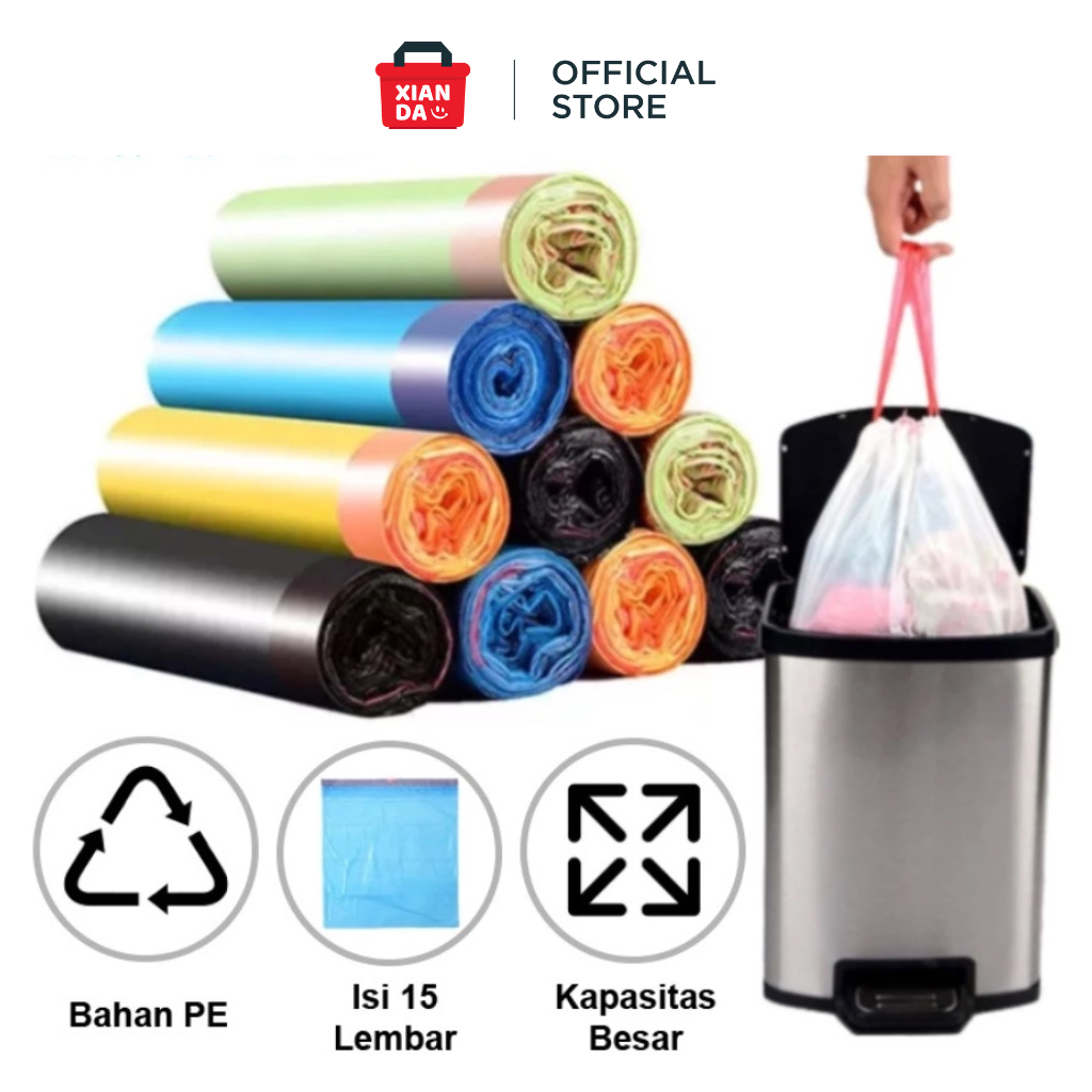 HITAM Roll PLASTIC GARBAGE BAGS SIZE 45x50 cm CONTENTS 15 SHEETS JUMBO ...