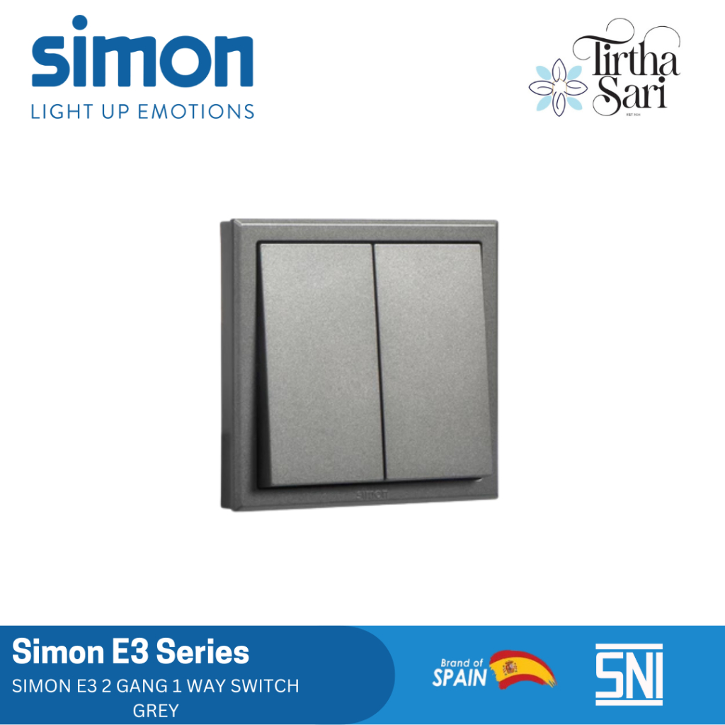 Simon E3 Switch 2 Gang 1 Way Switch Gray | Shopee Malaysia