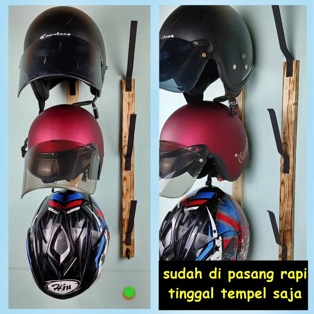 GANTUNGAN Wall Helmet Hanger Helmet Storage Rack Helmet Container ...