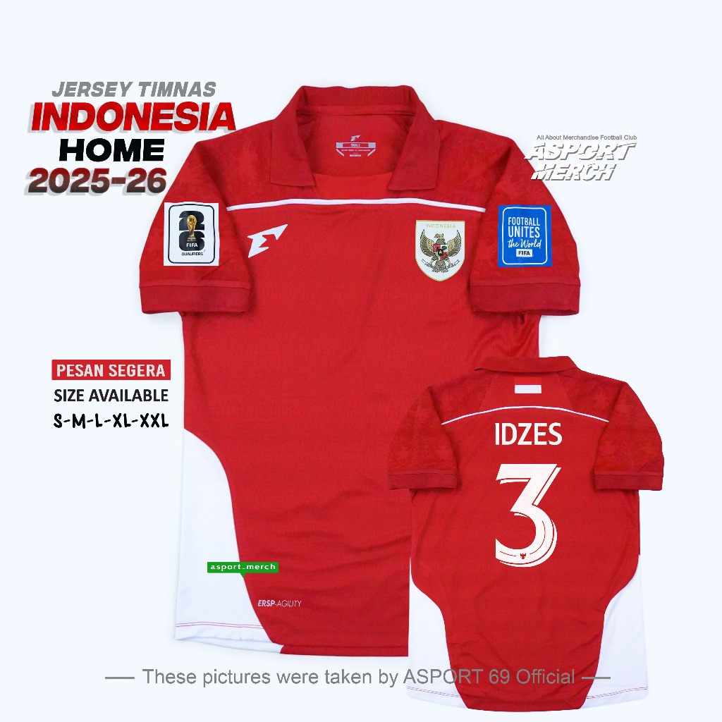 MERAH Indonesian NATIONAL TEAM JERSEY HOME KIT ERSPO 2025 GERMANY ...