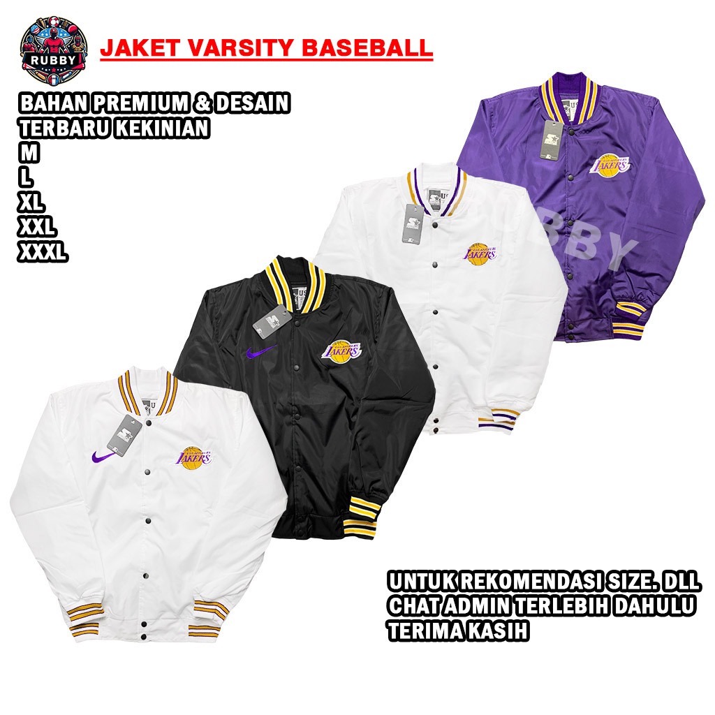 Rubby Bomber Jacket Varsity Baseball Embroidery Casual Vintage Laker's ...