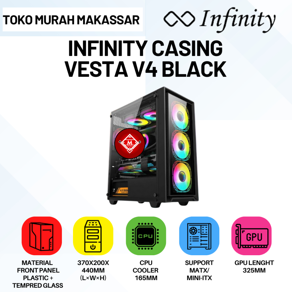 Infinity Vesta V4 Gaming Case M-ATX / M ATX Gaming PC Case, Mini ITX ...