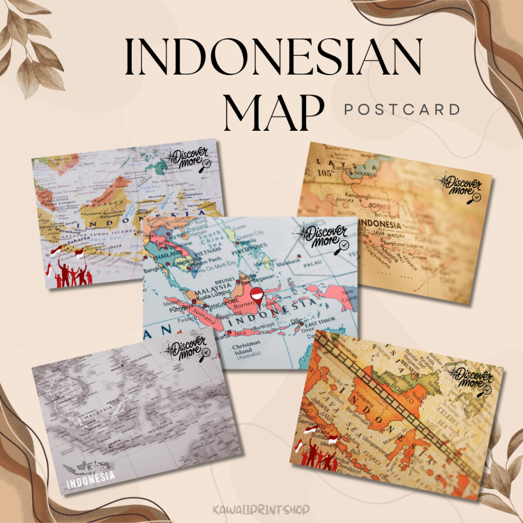 Indonesian World Map Postcard | Kartpos Map Indonesia Regional Map ...