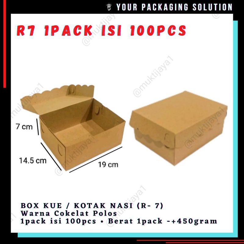R7 • 1 PACK (100PCS) UK. 19x14.5x7cm • KRAFT R7 CAKE BOX • CAKE BOX ...