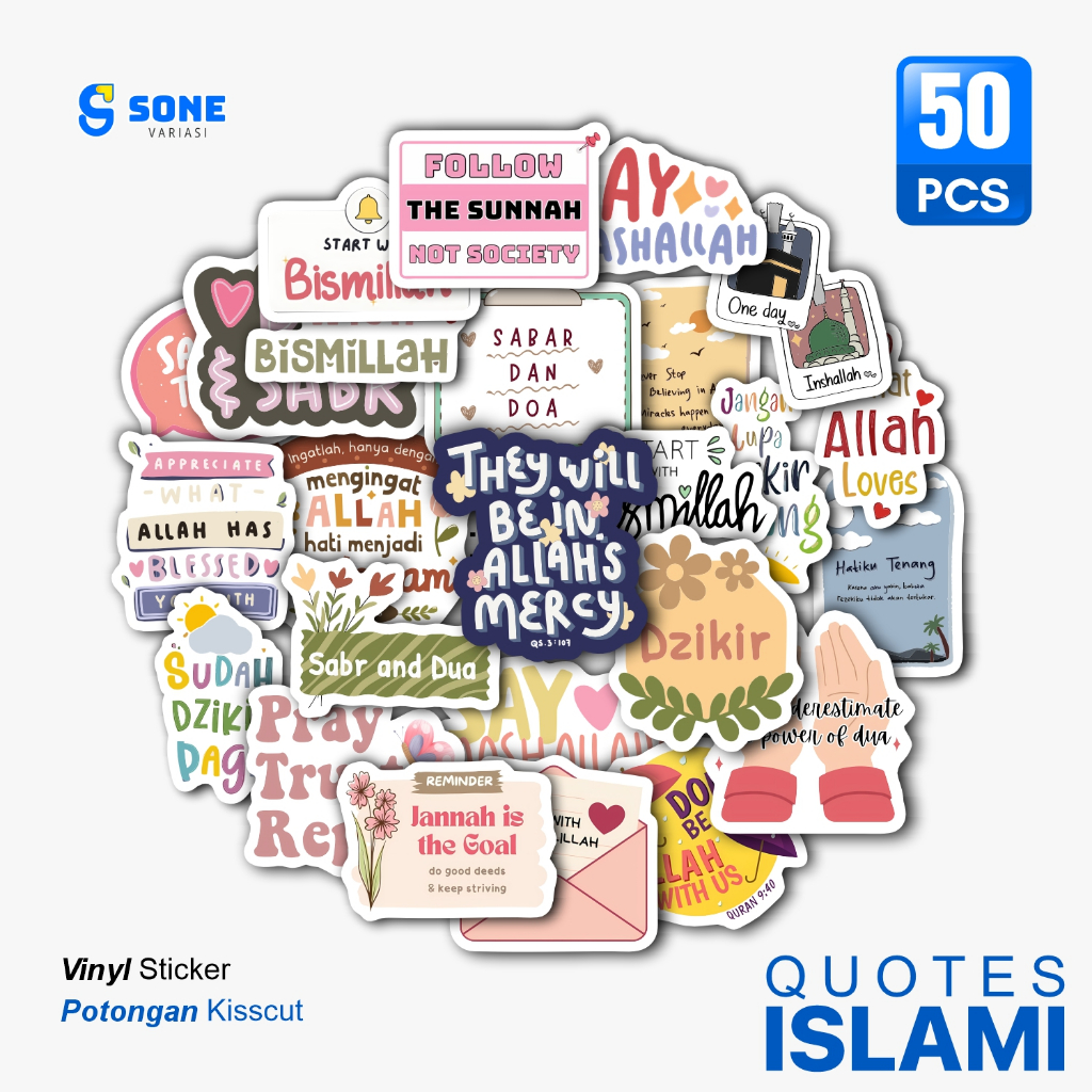 Islamic Quotes Stickers Aesthetic Paper Vinyl Waterproof Laptop ...