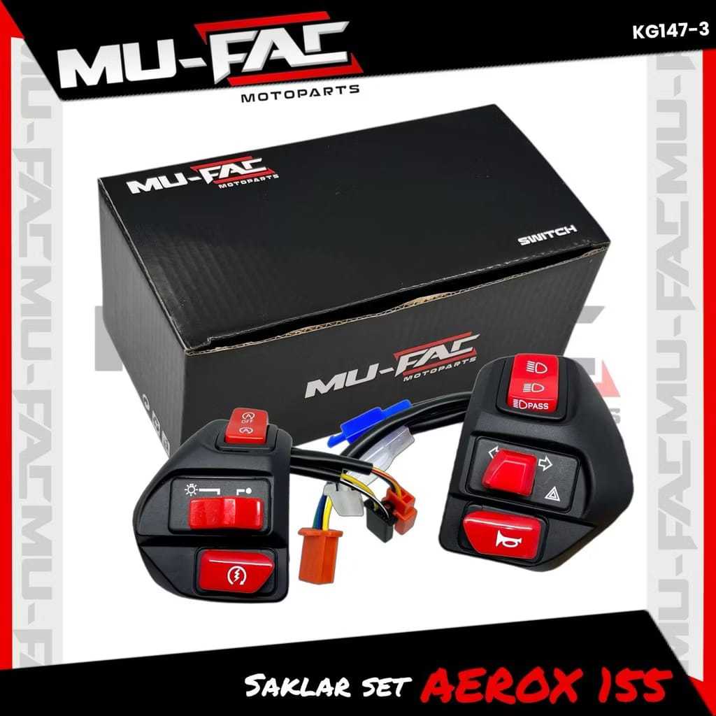 COMPLETE MUFAC SWITCH SET FOR AEROX 155 HIGH LOW SEIN HAZARD DIM HORNS ...