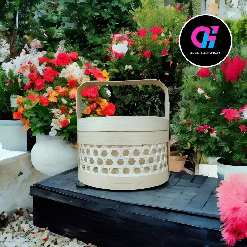 Akmal Handycraft 20Cm Bamboo Parcel Basket with Lid Aesthetic ...