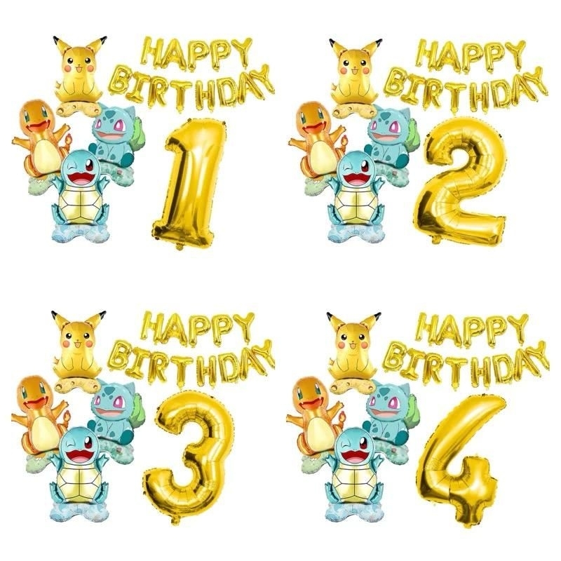 Set of birthday balloon packages for pokemon characters pikachu pokemon ...