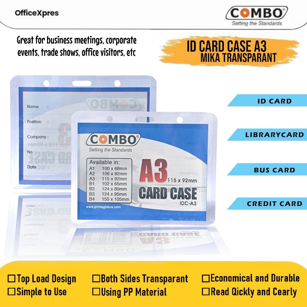 A3 Plastic ID Card Case / Transparent ID Card Casing 115x92mm / Clear ...