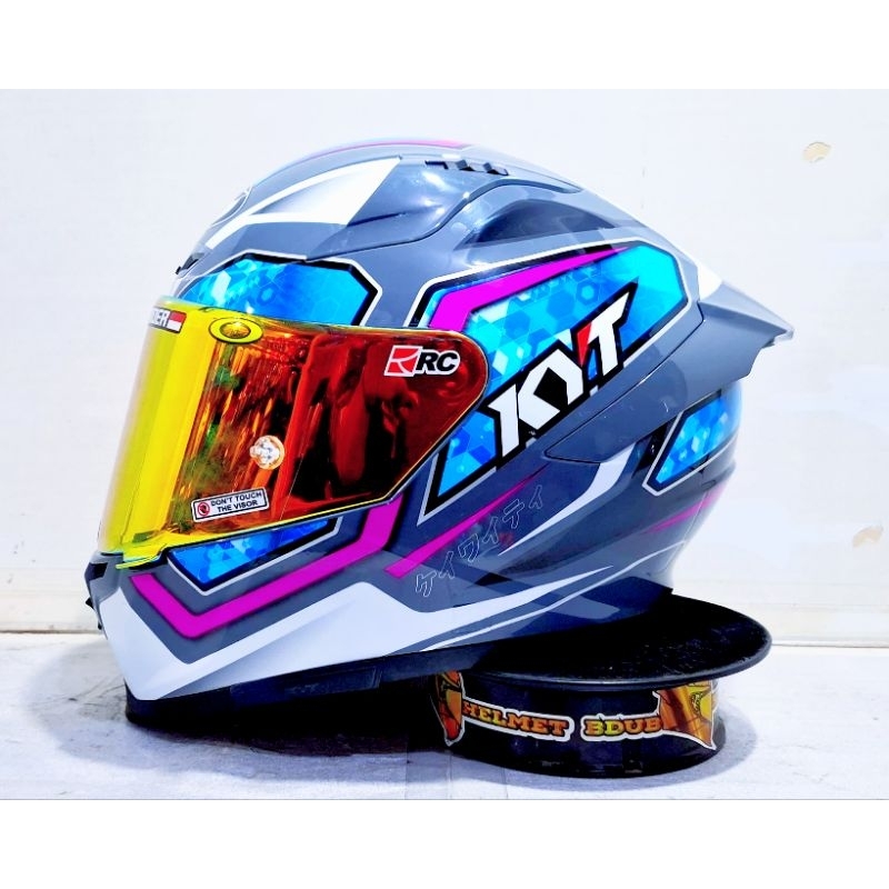 Kyt STRIKER 1 GORILLA GRAY/BLUE full face helmet (PAKETGANTANG ...