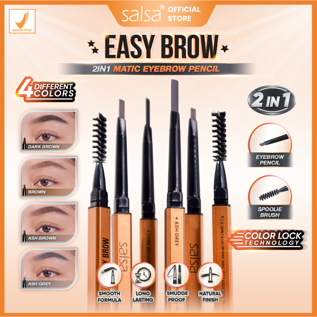 Salsa Easy Brow - Automatic rotating eyebrow pencil | 2in1 Automatic Eyebrow | Smudgeproof ...