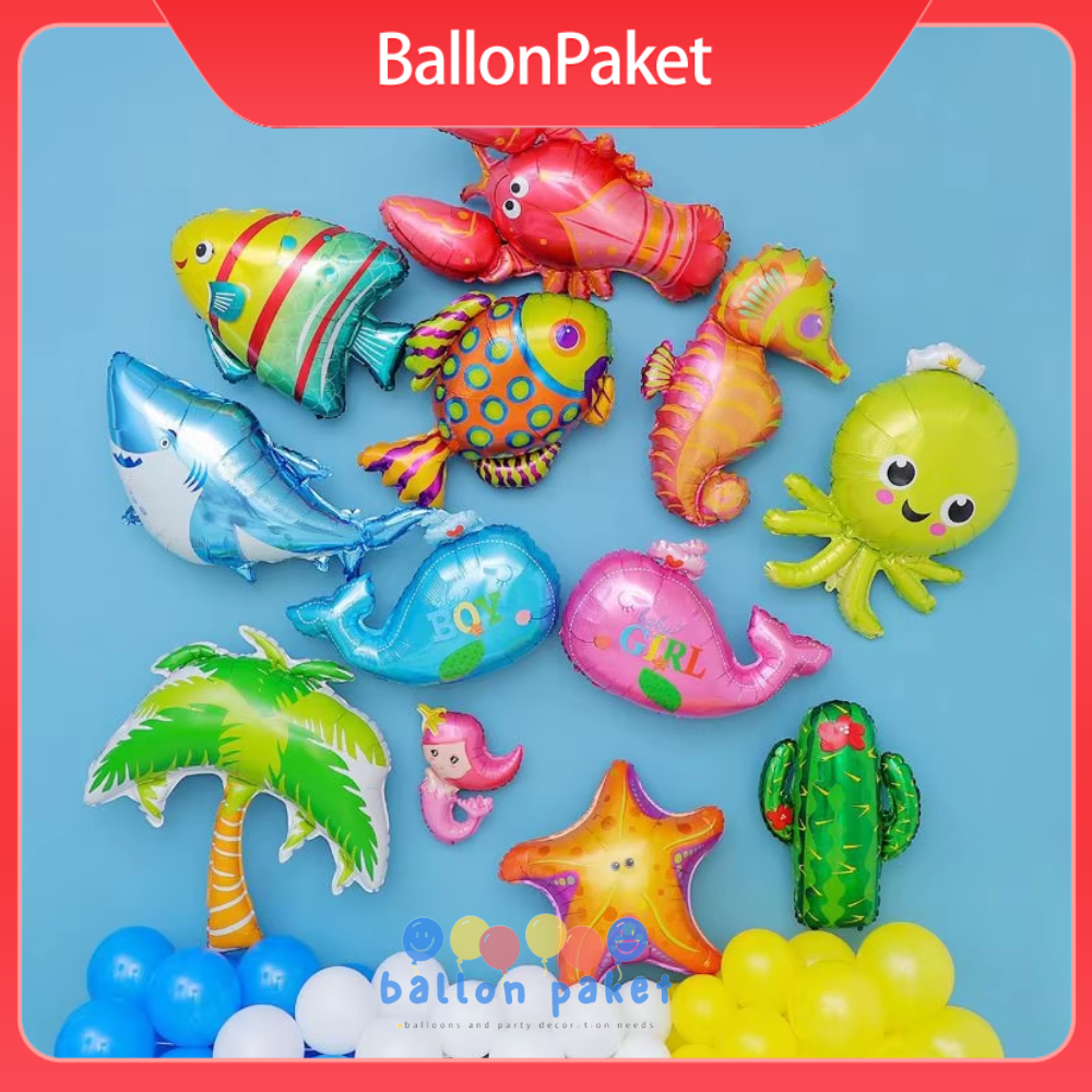 Mini Foil Balloons Marine Animal Characters Cute Ocean Under The Sea ...