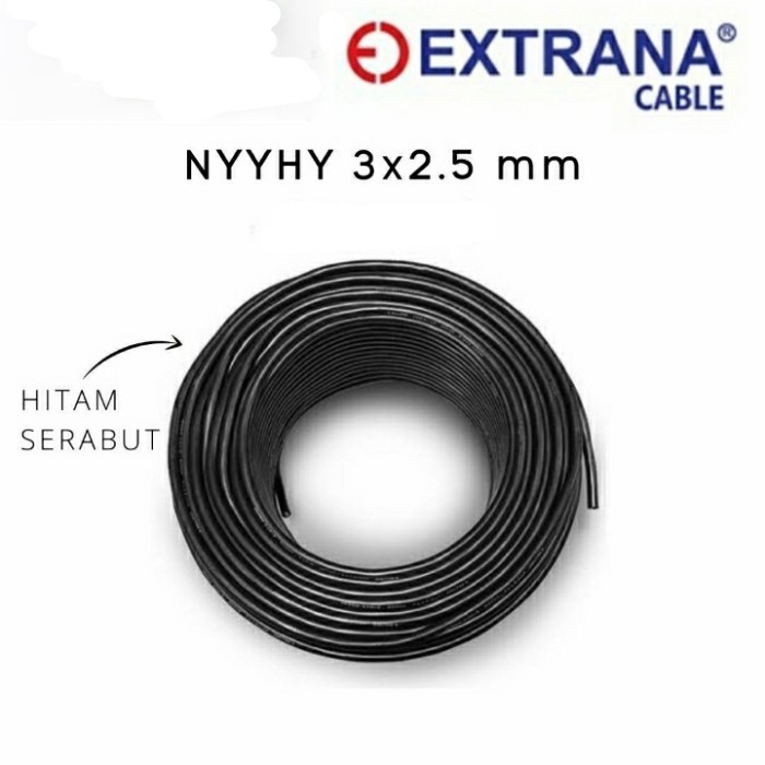 HITAM Nyyhy CABLE EXTRANA 3 x 2.5 FIBER BLACK (Per 5 Meters) | Shopee ...