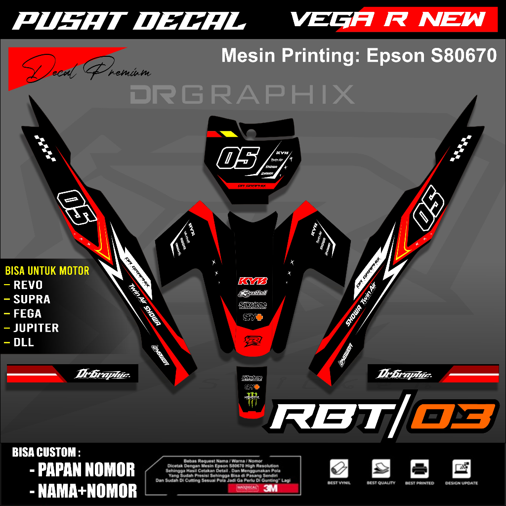Rbt03 - striping Sticker RBT RBT VEGA R VEGA BEBEK MODIF SUPERMOTO RBT ...