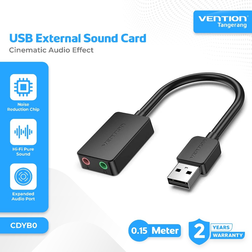 Vention CDYB0 USB Sound Card Cable External to AUX 3.5MM Double Hole ...