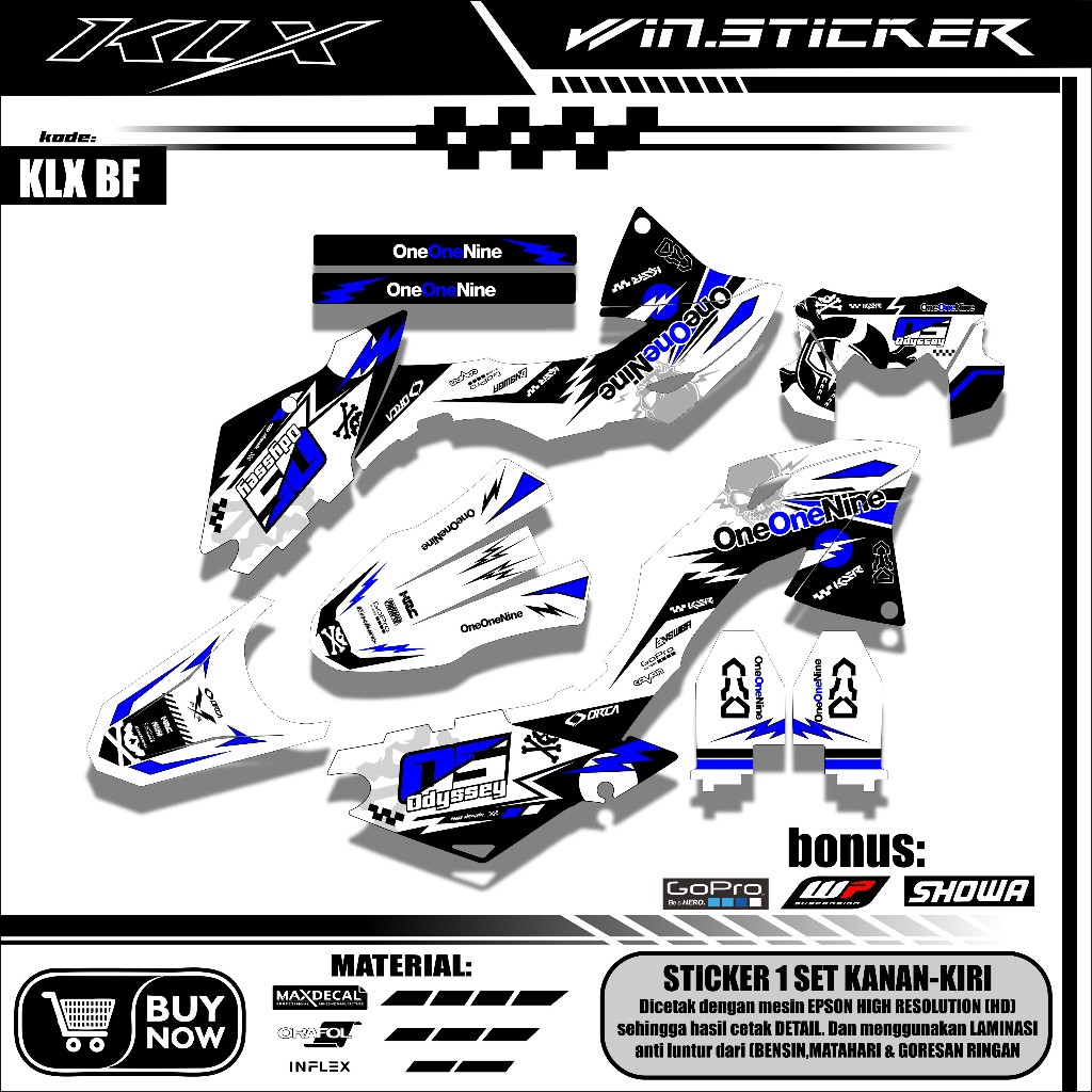 Decal Sticker Motorcycle KLX BF, DTX, GORDON Hologram Variations One ...