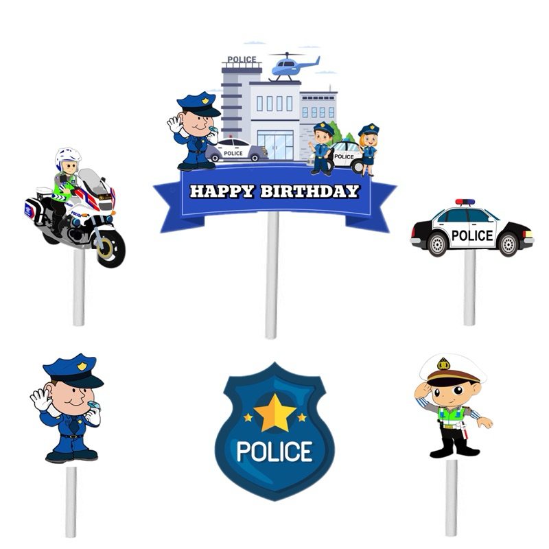 Police birthday cake topper/full stick topper/birthday cake topper ...