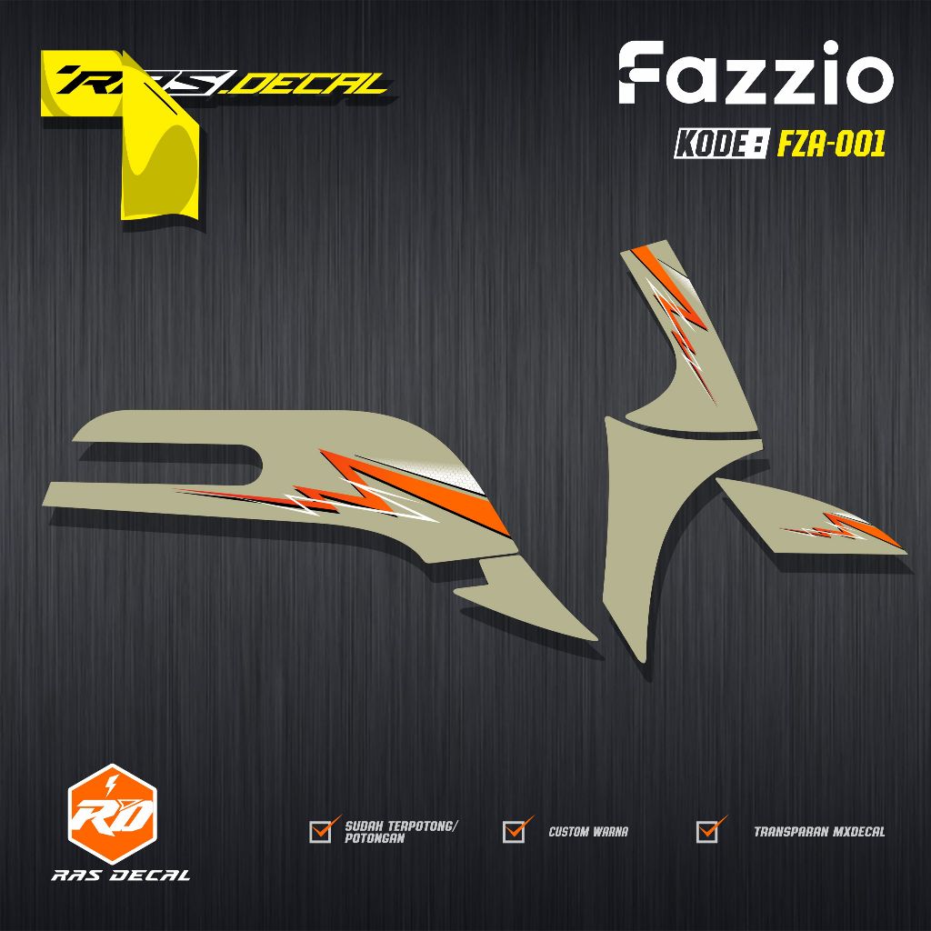CUSTOM Yamaha Fazzio Striping Sticker Transparent Lightning Motif ...