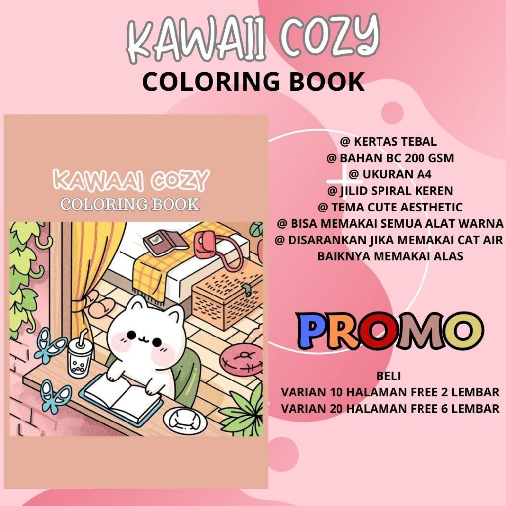 KAWAII COZY Super Cute Coloring Book Coloring Book Sketch Cute Pictures ...