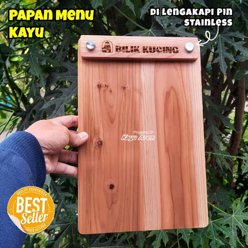 KAYU Cafe Restaurant Menu Board / A4 Solid Wood Menu Book Size 34 x ...