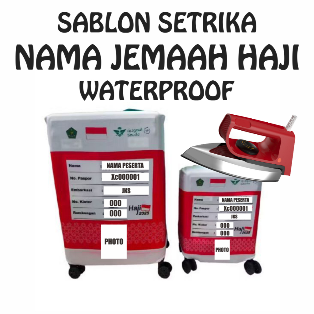 SCREEN PRINTING NAME STICKER JUST IRON FOR HAJJ/UMROH WORSHIP SUITcase ...