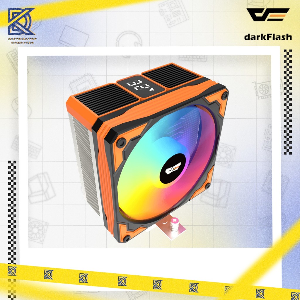 DARKFLASH CPU Cooler M400 ORANGE Digital Display Tower CPU Cooler ...