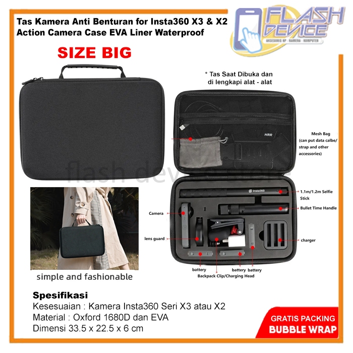 Anti-Collision Camera Bag for Insta360 X3 / X2 Action Camera Case EVA ...