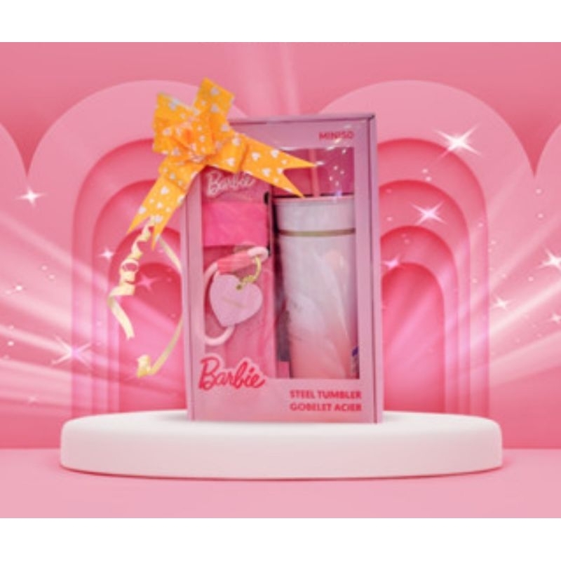 Steel tumblr with straw gift set Barbie x Miniso | Shopee Malaysia