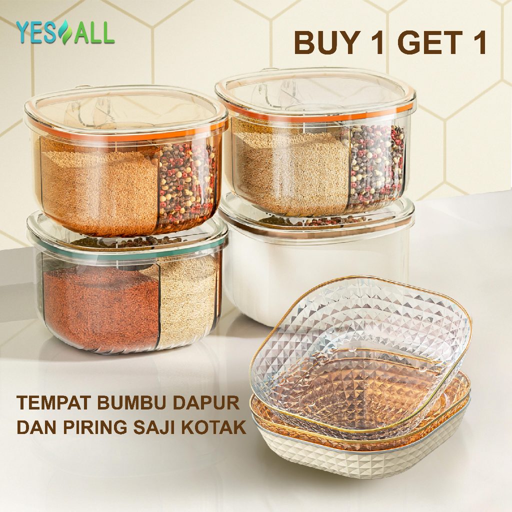 YESALL Kitchen Spice Holder set 4 in 1 Free Aesthetic Spoon & Plate ...