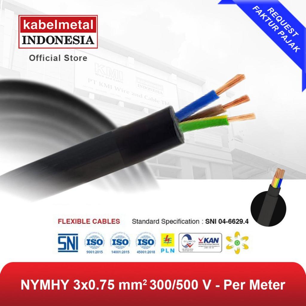 NYMHY NYYHY Cable 3x0.75 mm Per Meter cablemetal INDONESIA - Black PVC ...