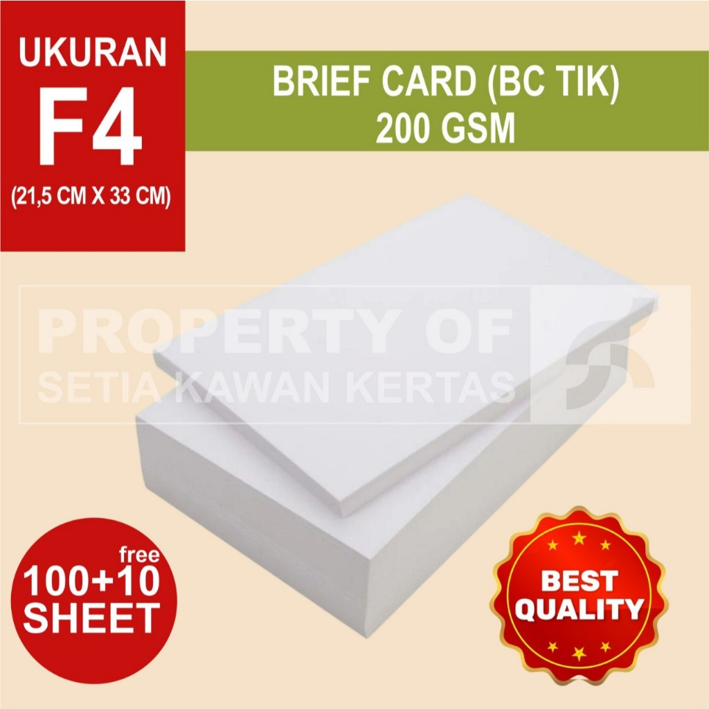 BC ICT (Brief Card) paper size F4/A4 contains 110 sheets | Shopee Malaysia