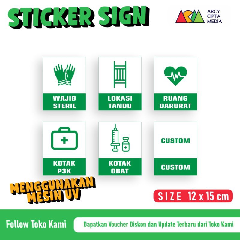 Sterile Mandatory Sign Sticker, First Aid Box, waterproof Sticker ...