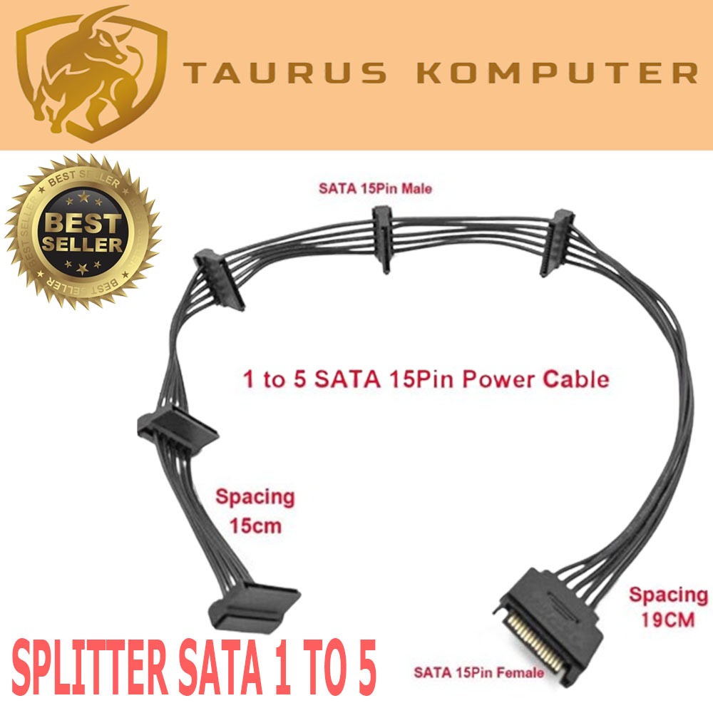 Power Adapter Cable SATA Splitter Adapter 15 pin 1 to 5 SATA ATA SERIAL ...