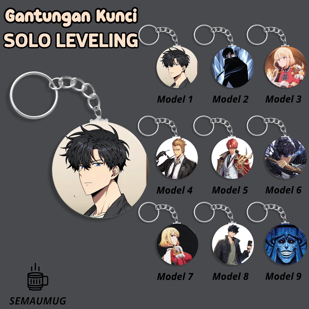 GANTUNGAN SOLO LEVELING SUNG JIN WOO KEYCHAIN GIFT ROUND MANHWA PRINT ...