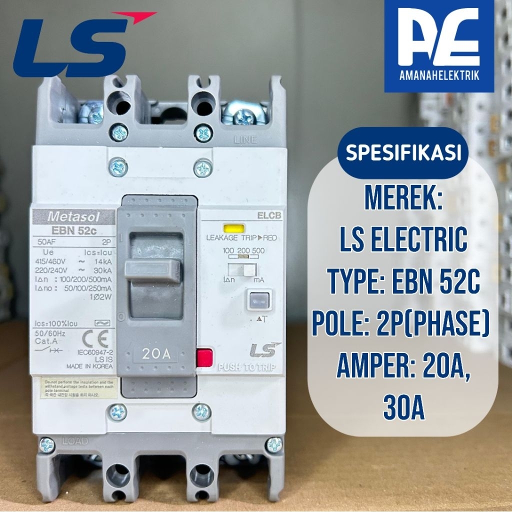 MCCB ELCB LS ELECTRIC EBN 52C 2P 20A, 30A ORIGINAL | Shopee Malaysia