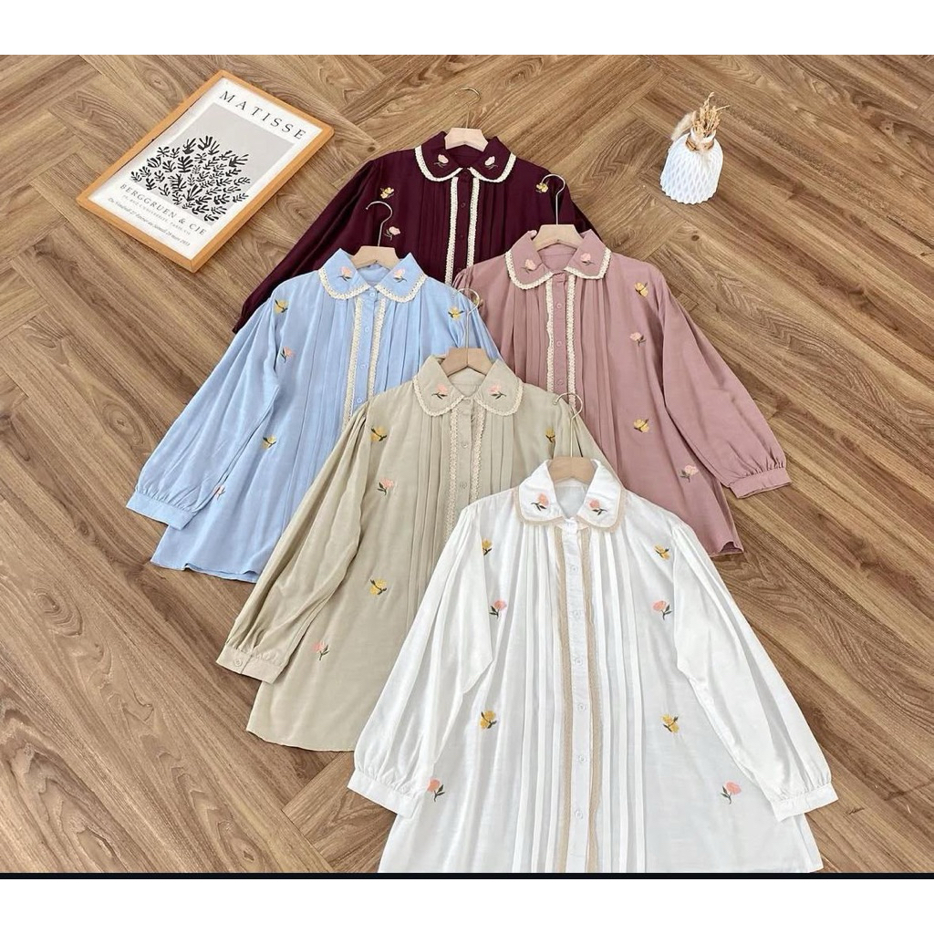 ANNA EMBROIDERED LINEN BLOUSE | Shopee Malaysia