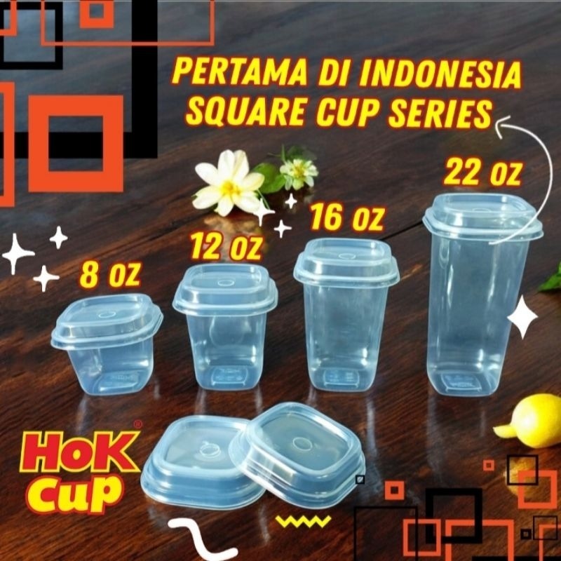 Square Plastic CUP + Lid UK. 8oz 12oz 16oz 22oz SQUARE CUP SERIES Thick ...