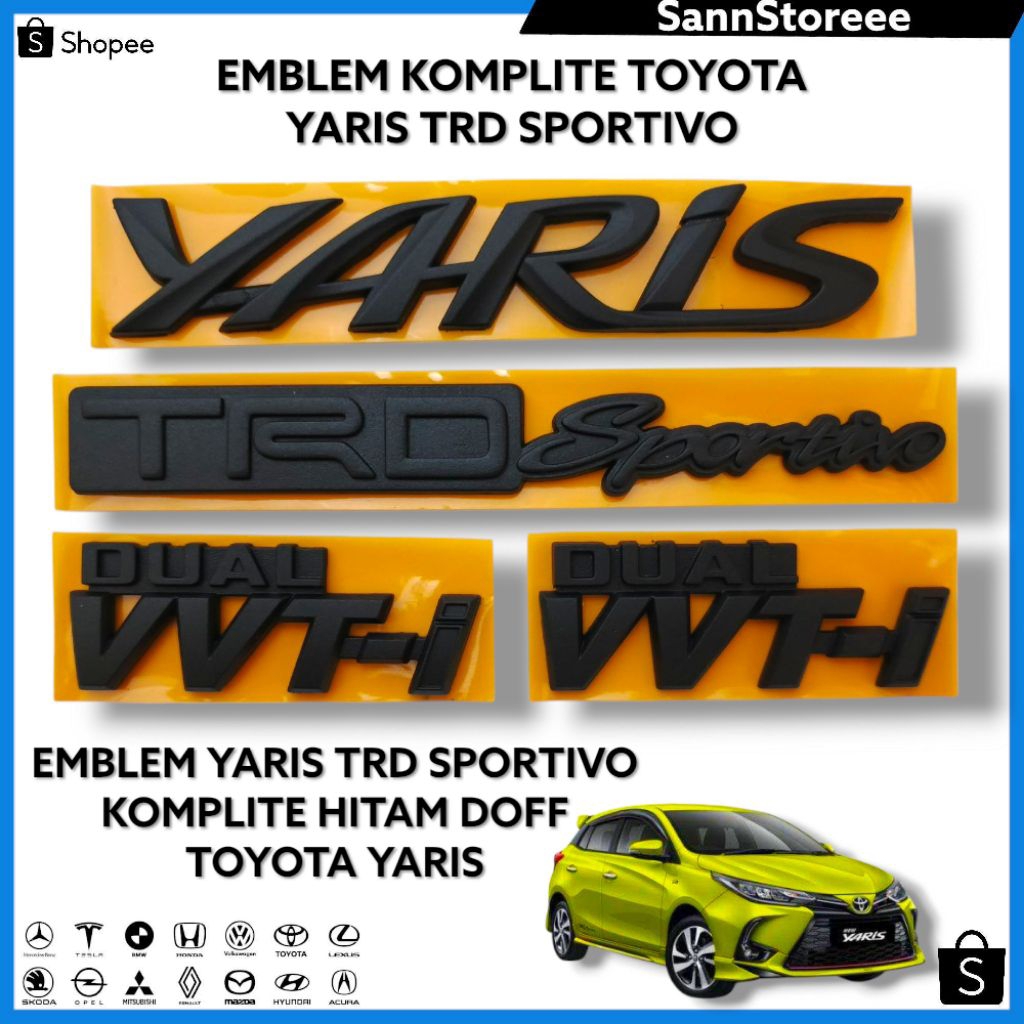 Toyota Yaris Trd Sportivo Logo Emblem Complete Matte Black/Complete ...