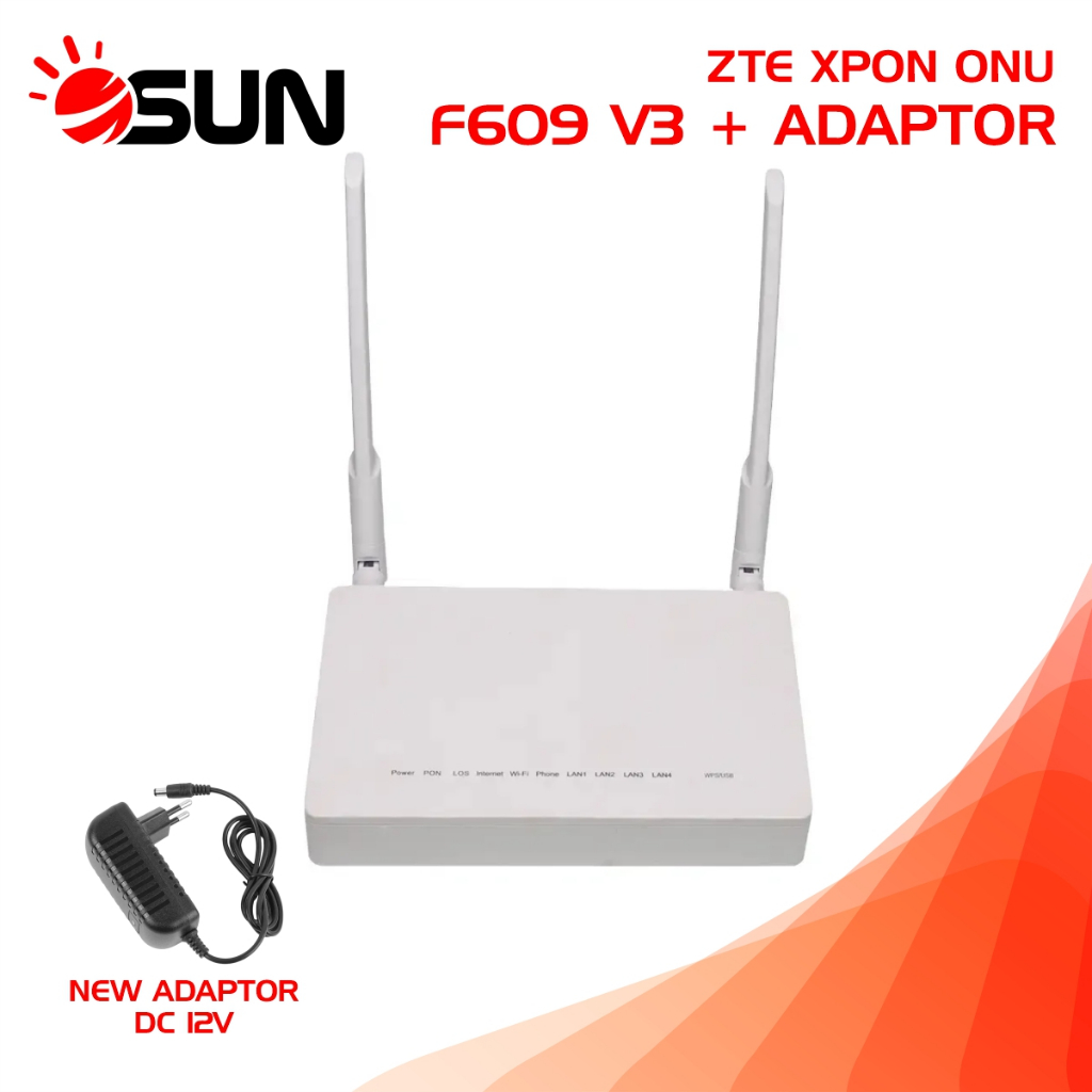 ZTE F609 V3 XPON ONU 2.4Ghz OMCI Adapter 12V NEW - ONT Wifi Router ...