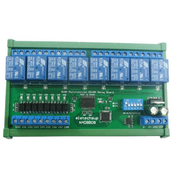 MODBUS RTU RS485 Relay Module DC 12V 8I8O with DIN Rail Box | Shopee ...