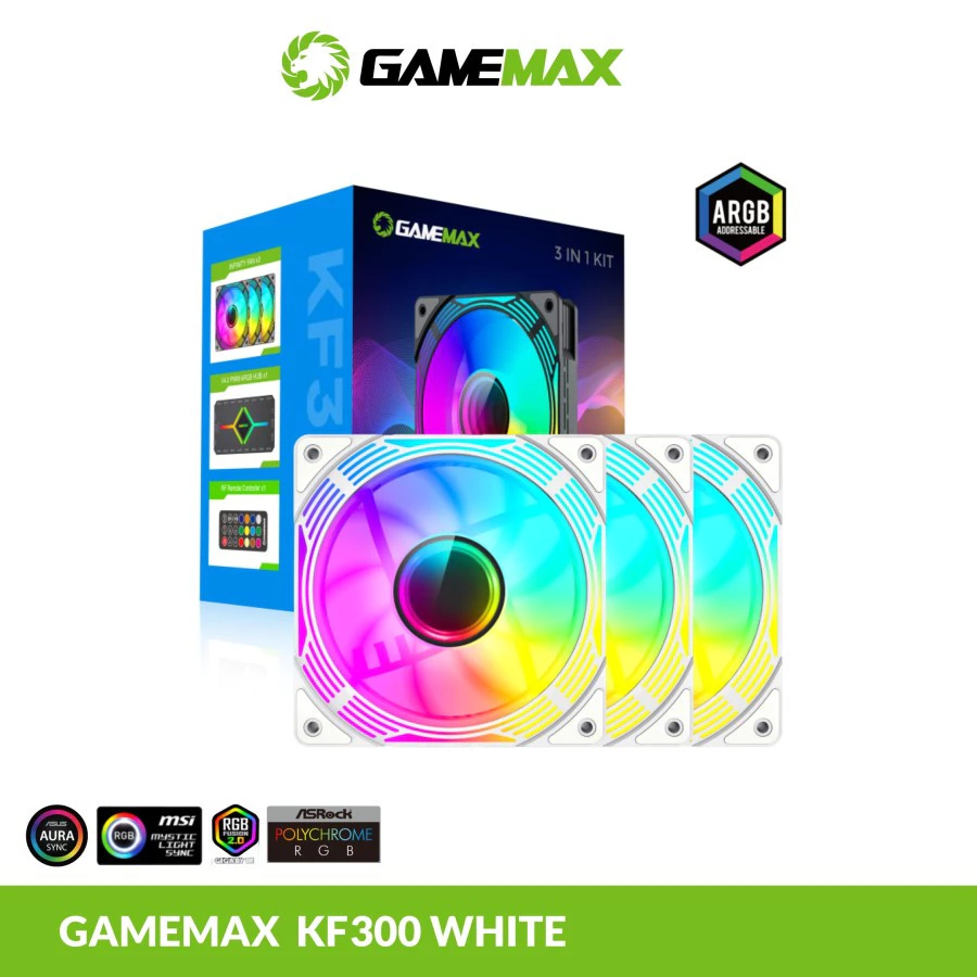Gamemax KF300 Fan Casing 12Cm PWM ARGB with Remote Controller 3Fan ...