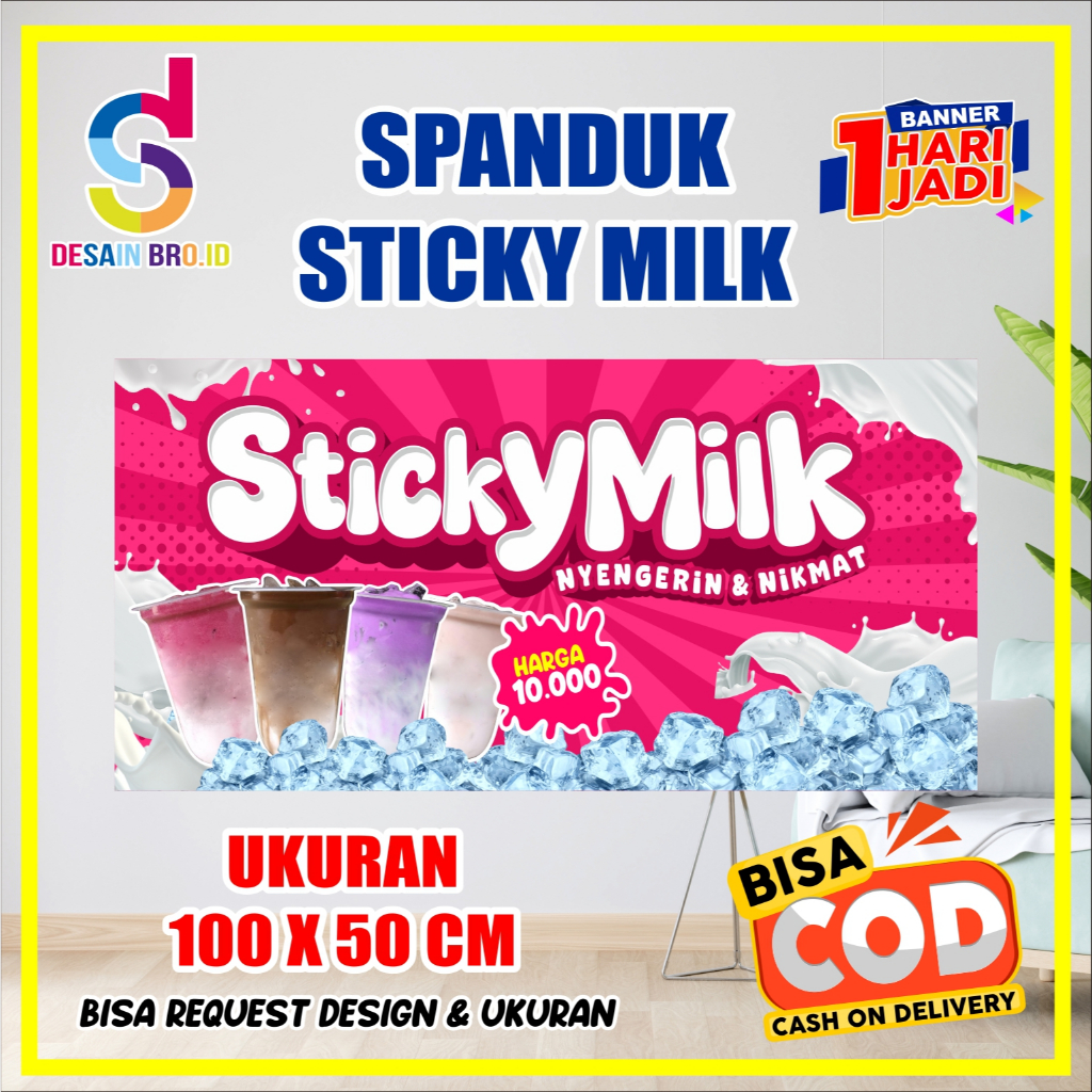 Sticky MILK BANNER/BANNER (CUSTOMABLE) 100X50 CM | Shopee Malaysia